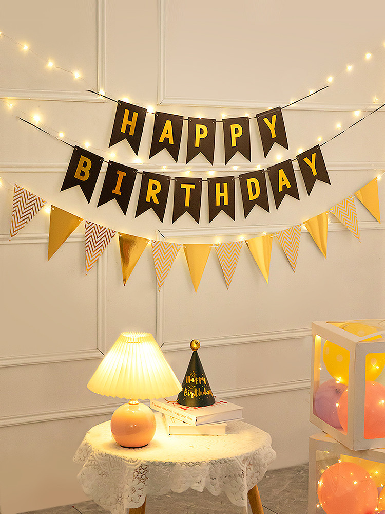 Happy Birthday Banner Flags Party Needs Happy Birthday with Led Light ...