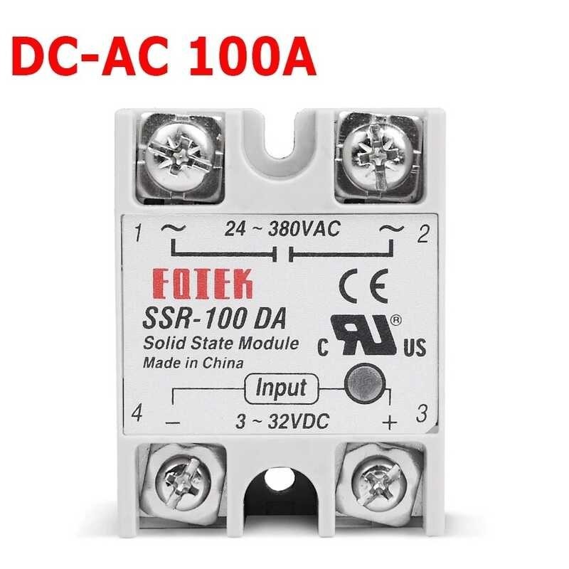 Solid State Module Relay SSR 100DA 100A Single Phase 3-32V 12V DC Upang 24-380V 220V AC Para sa ...