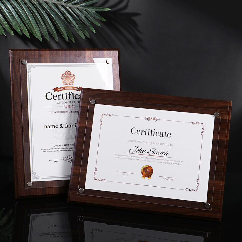 High-end Wooden Photo Frame Authorization Plate Honorary Certificate ...
