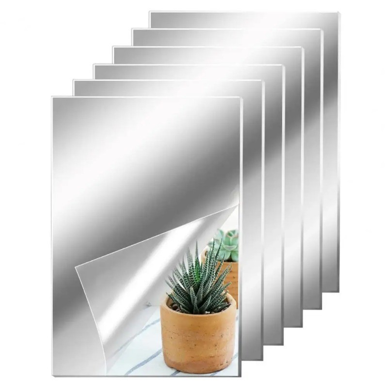 4pcs/pack HD Soft Acrylic Shatterproof Mirror Stickers AntiFog Shower ...