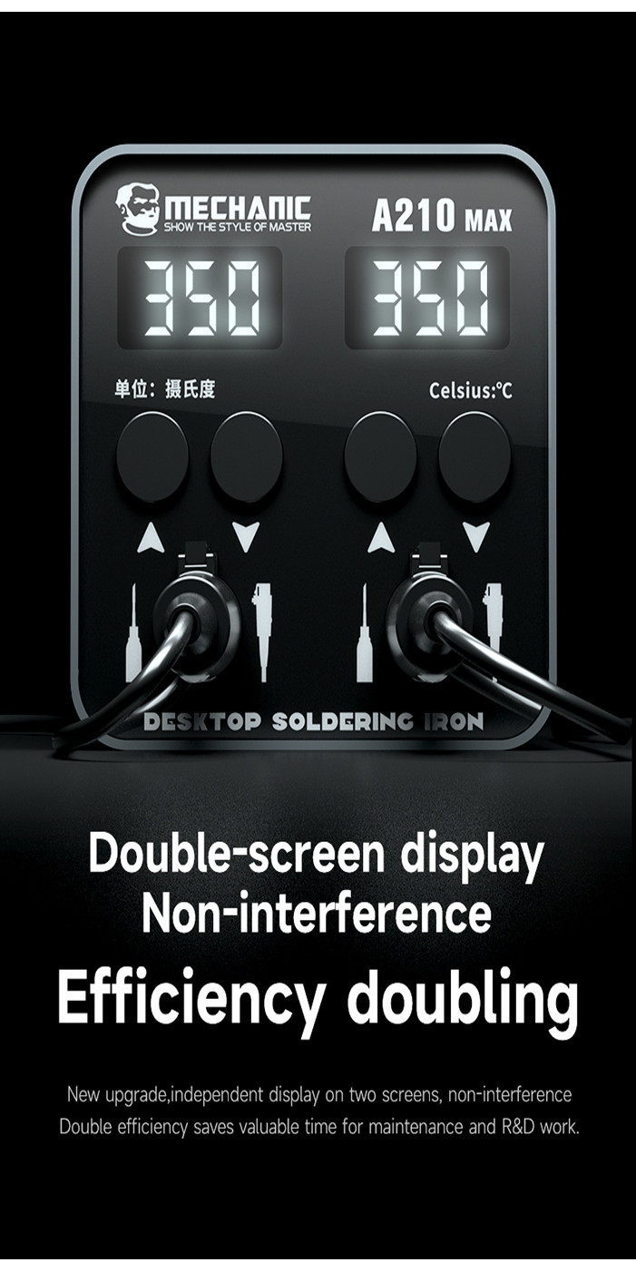 MECHANIC A210 MAX 100W Smart Desktop Soldering Station with Double ...