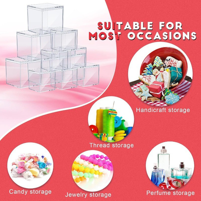 4Pcs Clear Acrylic Candy Boxes - Square Plastic Containers - Gift ...