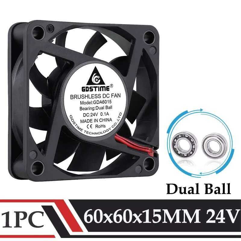 1 3 F5 Piece Gdstime 6015 Two Ball DC 24V 60X60x15mm Hine Equitment PC CPU VGA Cooler Brushless ...