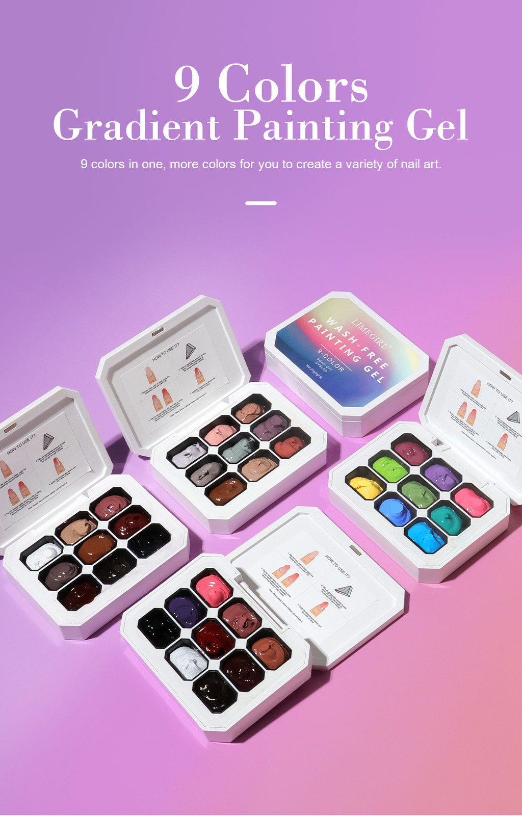 LIMEGIRL 9 Colors Solid Eyeshadow Palette Nail Polish Gel Phototherapy Gel Nail Art Popular ...