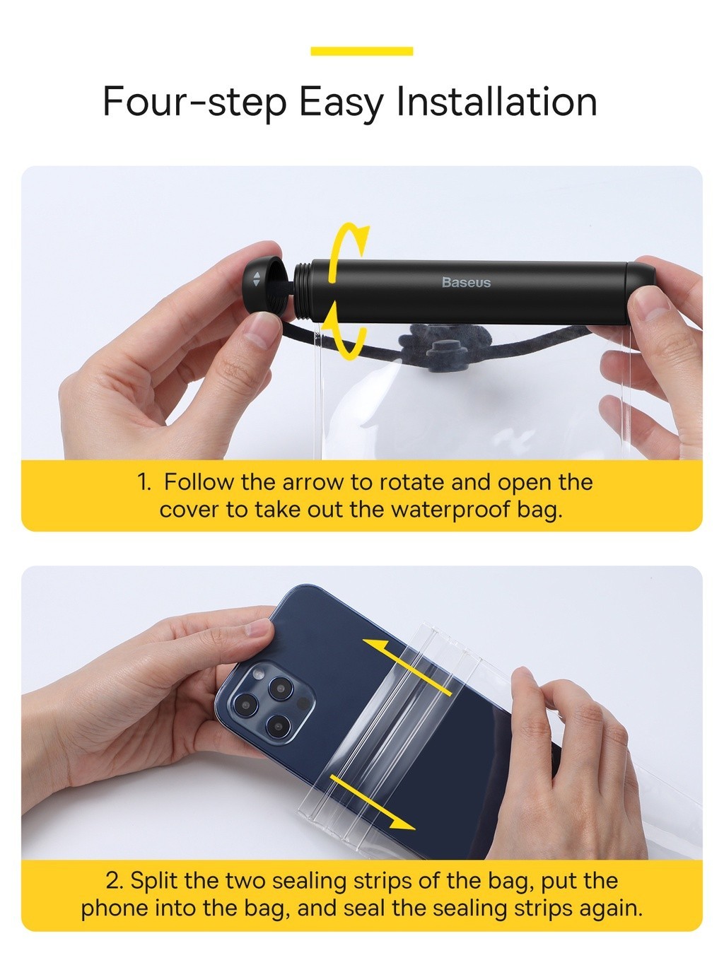 Baseus Slide-Cover Waterproof Bag For Up To 7.2 Inch Waterproof Phone ...