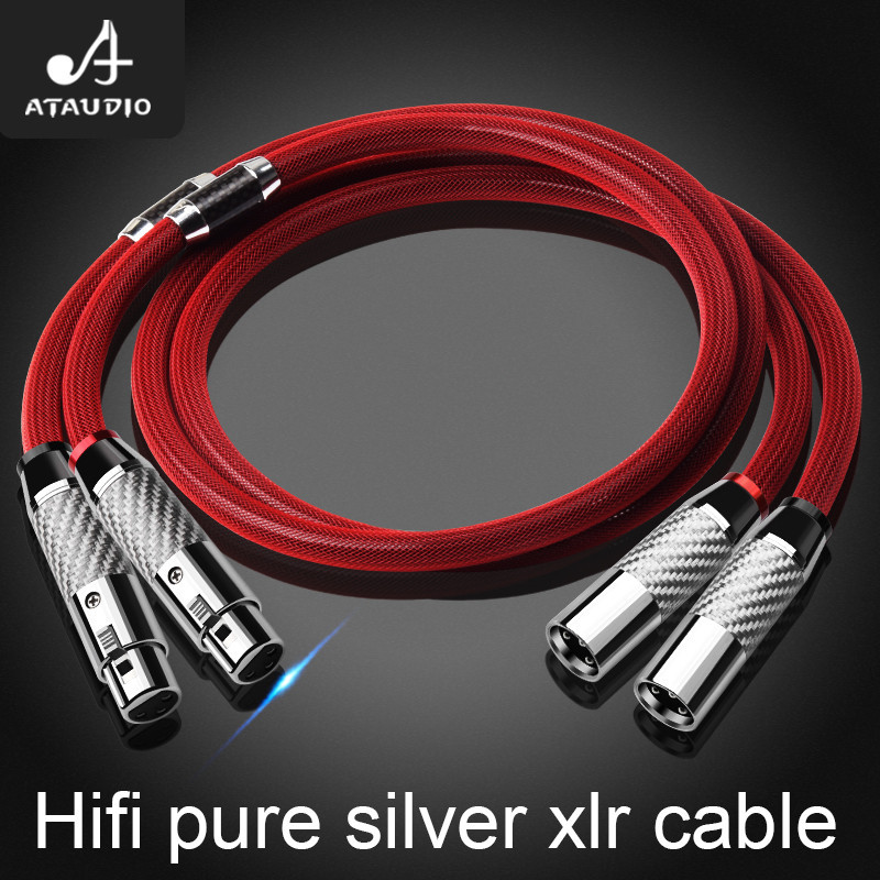 One Pair AUTUDIO HIFI 2XLR Male To 2XLR Female Cable Hi-end Pure Silver ...
