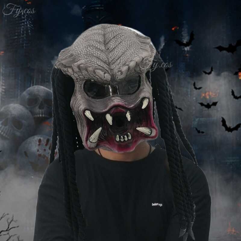 Mask For Fanged Men Masquerade Cosplay Horror Movie Alien Killer Latex ...