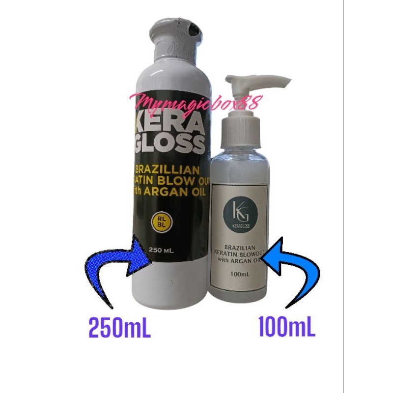 Keragloss brazilian keratin blow out with argan oil 250mL OR 100mL ...