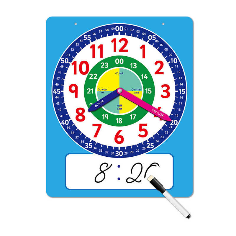 Big Clock 39X27cm Teaching Aids Time Rewritten Board With Magnetic ...