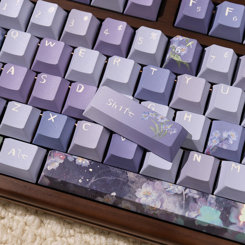 YongQiu Original Purple flower Keycaps thick PBT Cherry / URE Profile ...