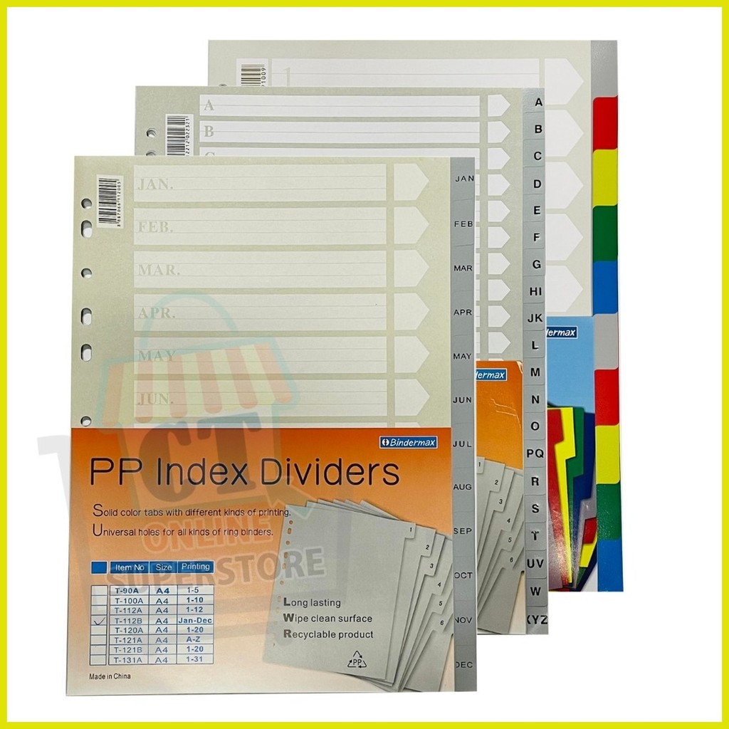 ♈ Bindermax PP Index Divider A4 (for all your Ring Binder and Arch File ...