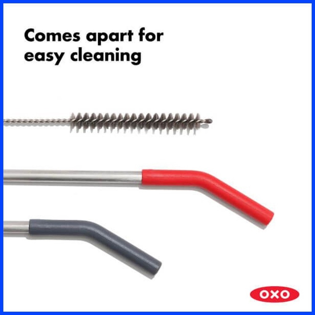 ∢ OXO Houseware Good Grips Reusable Straws with Cleaning Brush (3-pc ...