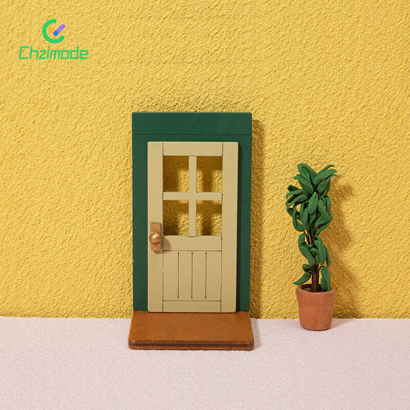 Wooden Miniature Door Ornament 1:12 Doll House Mini Furniture Wood ...