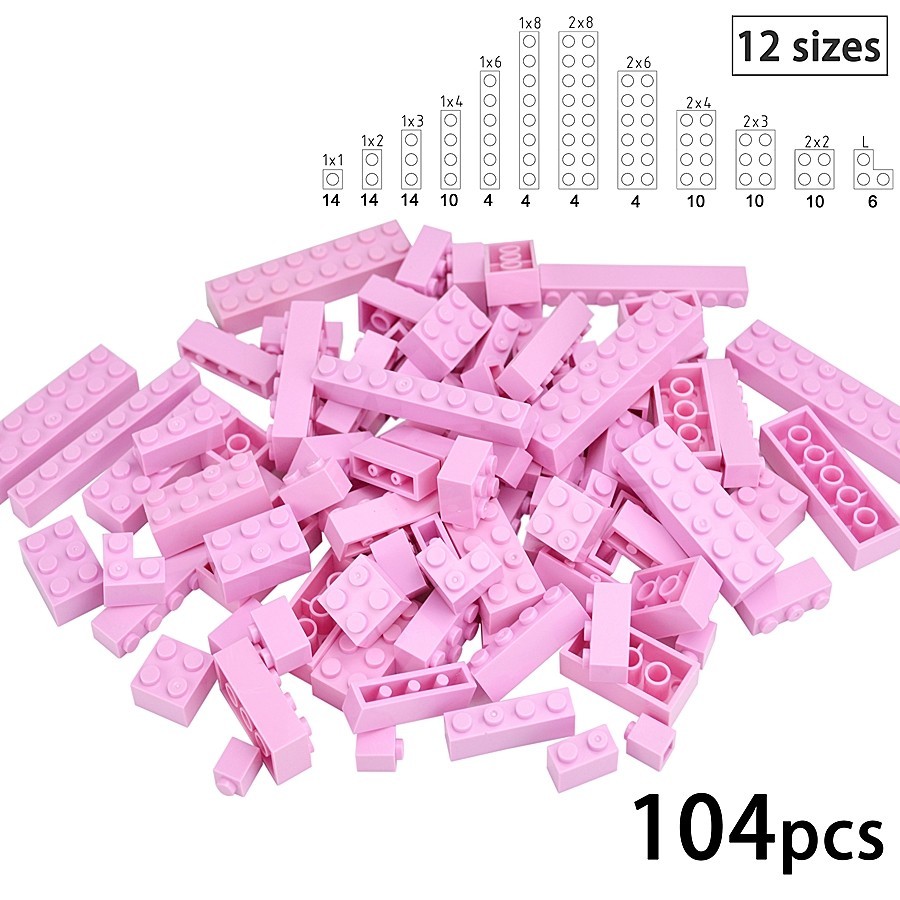 104Pcs Mixed Thick Figure Building Blocks 12 size 16 Colors Compatible ...