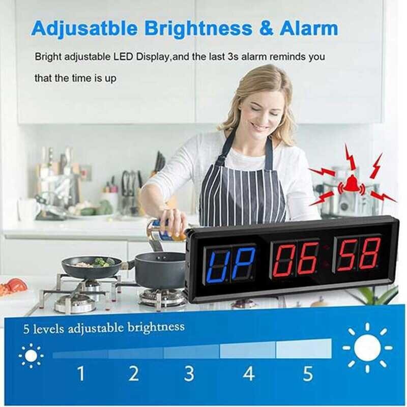 Timer,Led Interval Gym Timer Digital Countdown Wall Mounted Fiess Timer ...