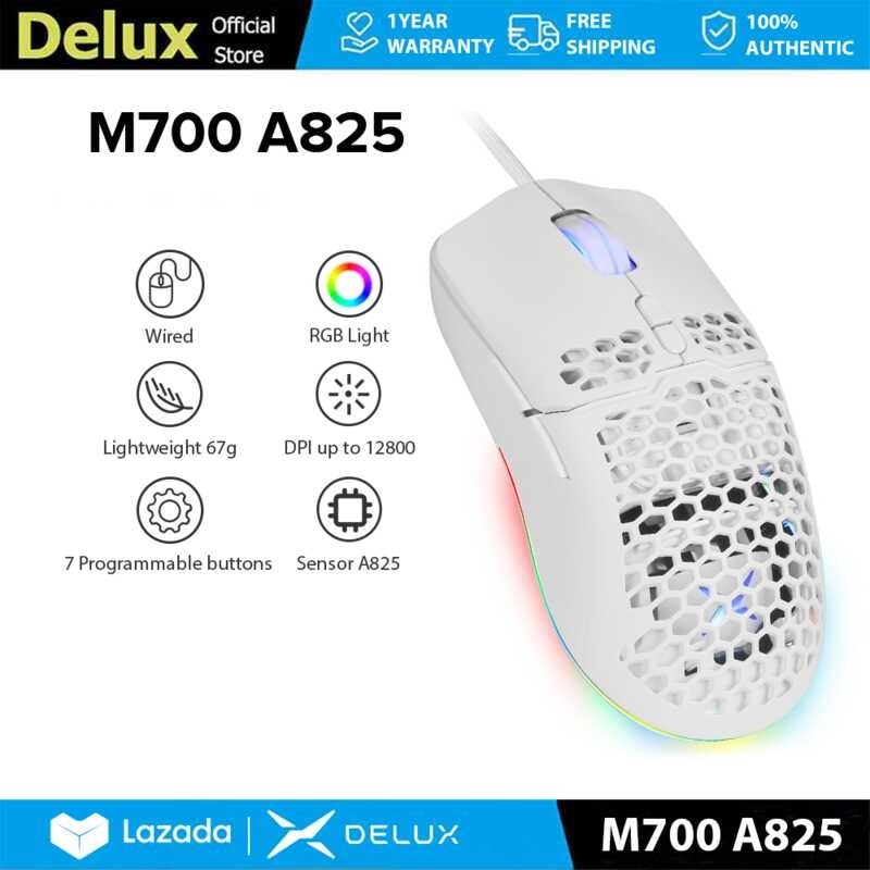 A825 Delux M700 RGB Wired Gaming Mouse MAX 7200 DPI 7 Programmable Buttons 67G Lightweight ...
