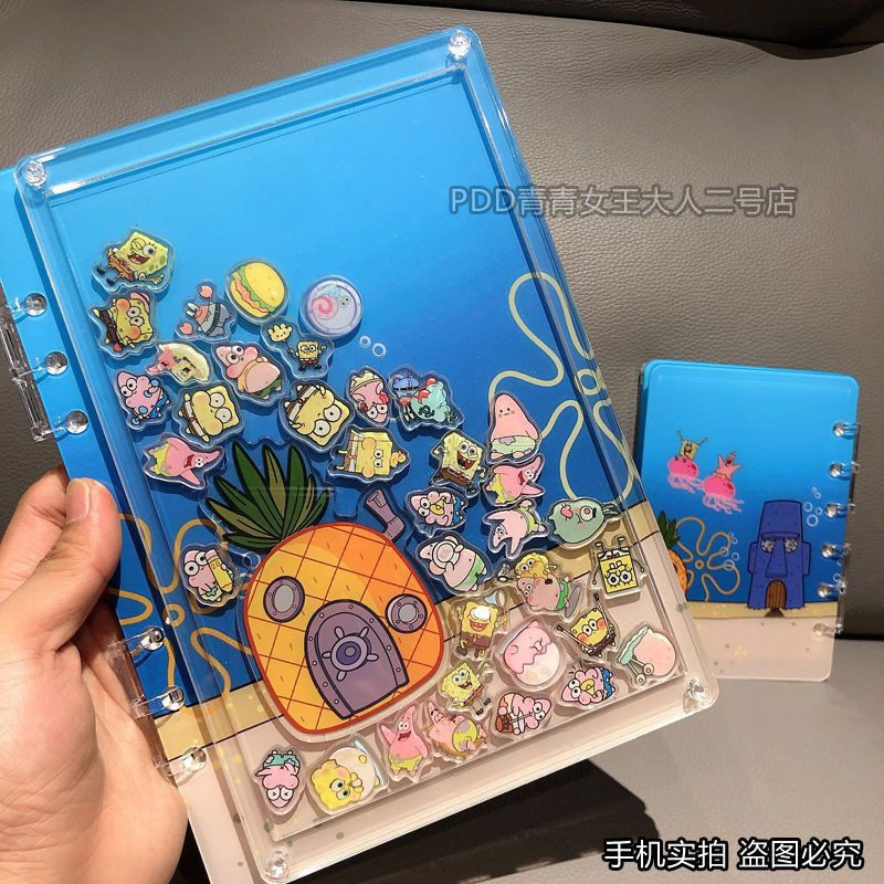 Cartoon Spongebob Transparent Acrylic Shaker A5 Notebook A7 Loose-leaf ...