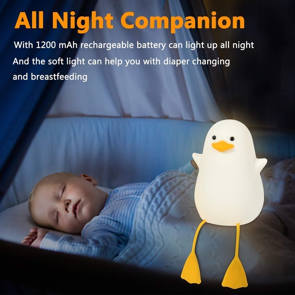 Children's Cute Duck Night Light, Soft Silicone Sleep Light with USB ...