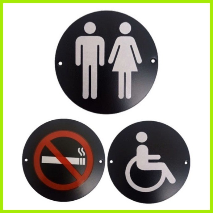 ๑ Black Signages - No Smoking Sign / Male & Female CR Restroom ...