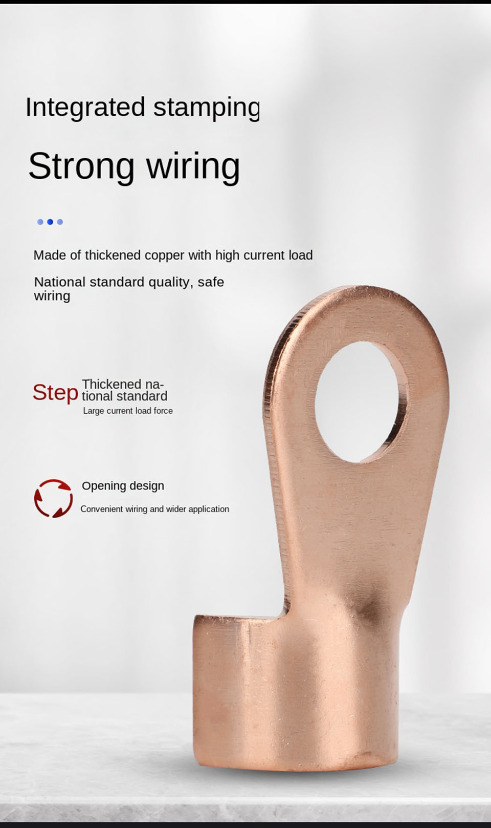 OT Series Bare copper Wire Terminals OT-10A 20A 30A 60A 80A 100A Cable crimping terminal Red ...