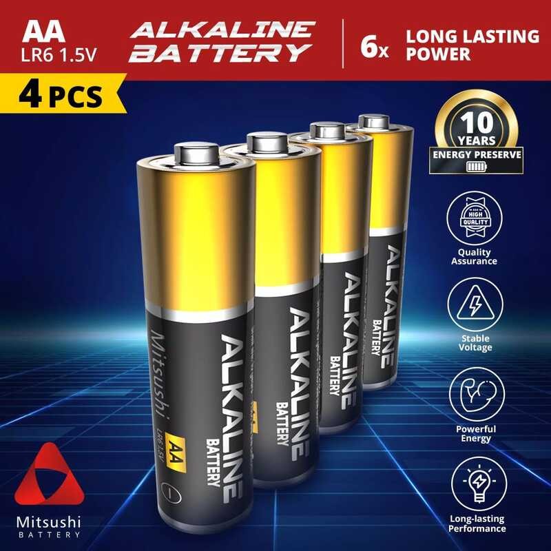 18501/R6/Hr6 4Pcs. Mitsushi AA Alkae/Super Heavy Duty/Rechargeable ...