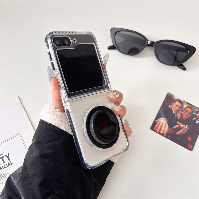 2 in 1 Transparent Double Color Magnetic Barcket Phone Case For Samsung ...