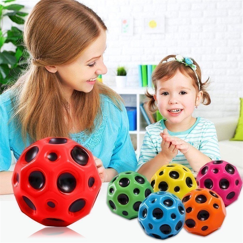 High Resilience Hole Ball Soft Bouncy Ball Anti-fall Moon Shape Porous ...