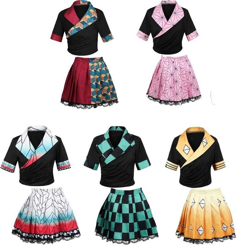 Shinobu Japanese Anime Kocho Cosplay Costume Skirt Top Dress Kamado ...