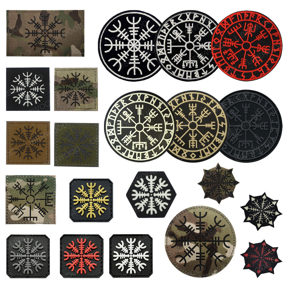 Northern Europe Viking Compass Glow In Dark Tactical Patches PVC Rubber ...