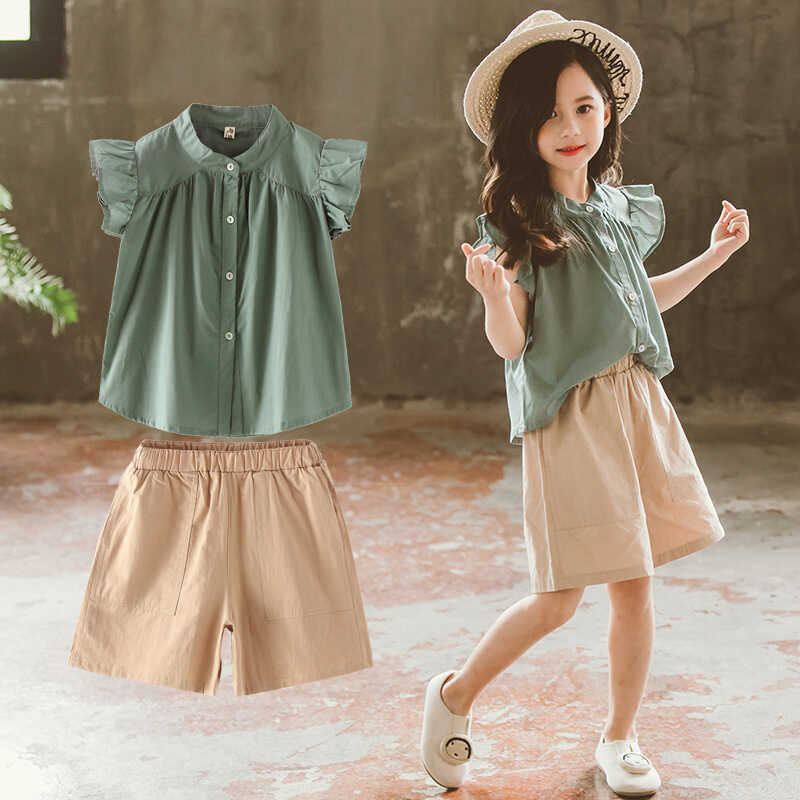 2024 Bagong Mga Batang Babae Summer Kids Damit Flying Sleeve Blouse ...