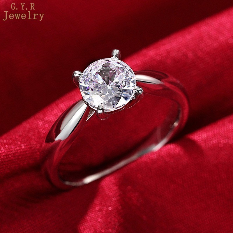 [Free GRA Certificate] Classic Simple Women's Four-Claw Moissanite 925 Silver Ring | Shopee ...