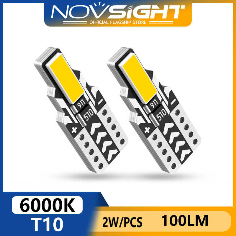 NOVSIGHT 2pc Pack T10 LED Pagbabaa ng Car Interior Marking Light Bulb 7020 Chip 6000K High Marki ...