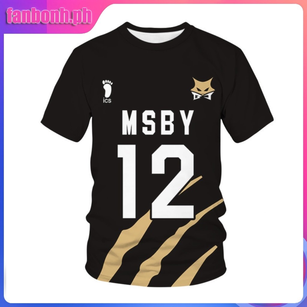 Anime Haikyuu Black MSBY Jackals Jersey T-shirt Cosplay Costume ...