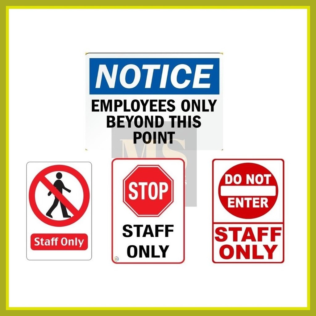 ⇨ ♚ Staff Only Signage (Laminated Signage and Waterproof Vinyl Sticker ...