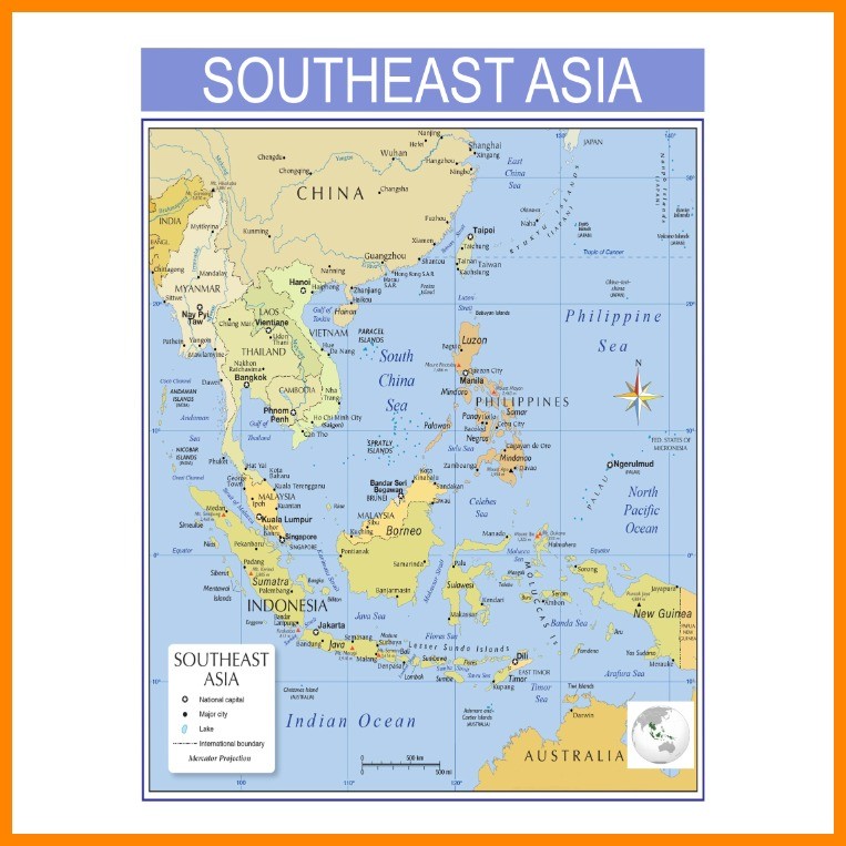 Southeast Asia Political Map Waterproof A4 Laminated Chart | Shopee ...