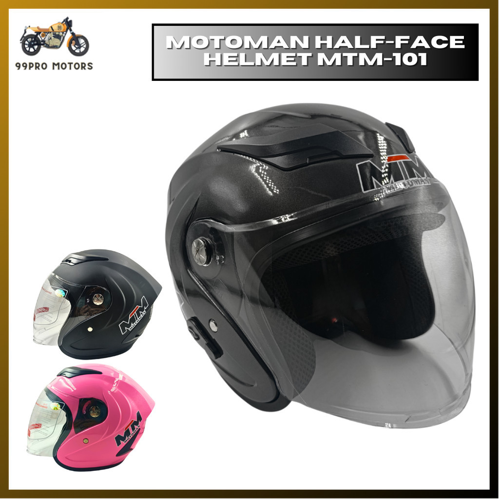 MOTOMAN HALF FACE HELMET MTM-101 MOTORCYCLE PROTECTIVE GEARS 99PRO ...