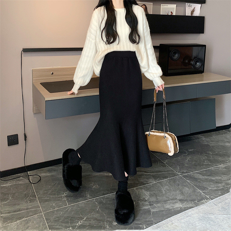 Summer Korean High Waist Palda A Line Sophisticated Knitted Skirt ...