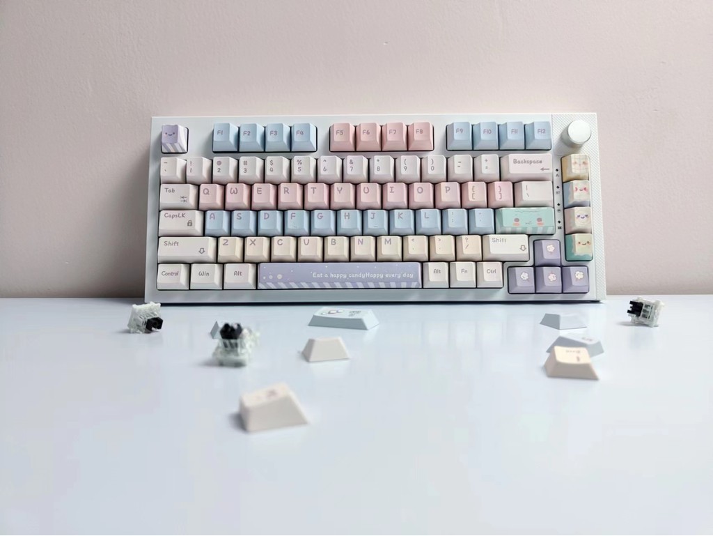 Happy Candy Macaron Keycap MOA Cherry Profile English/Korean/Japanese Keycaps PBT Dye ...