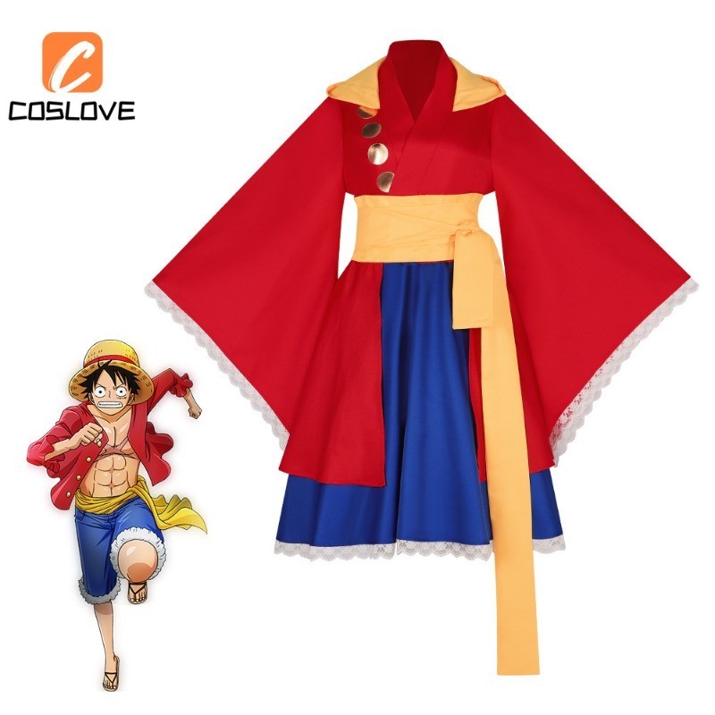 Anime ONE PIECE Monkey D Luffy Female Version Cosplay Full Set Costume ...