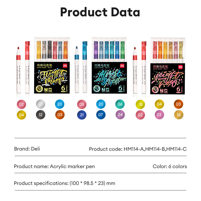 Deli 6 Colors Highlighter Marker Set Painting School Supplies HM114 ...