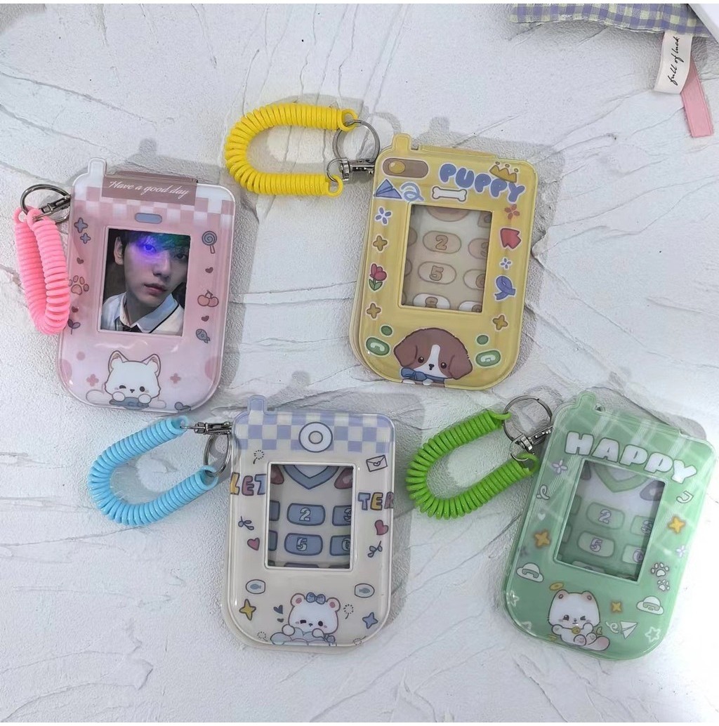Ins Cartoon Flip Folding Mobile Phone Series Card Holder Keychain Small ...
