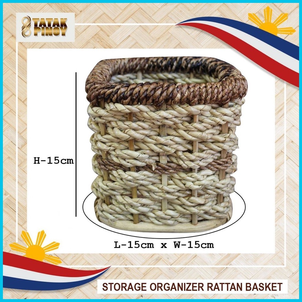 TATAK PINOY Rattan Basket Storage Baskets Shelf Organizer Container ...
