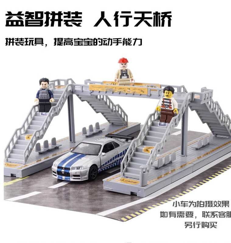 Overpass Model, Pedestrian Urban Road Building Assembly Scene, Bus Stop ...