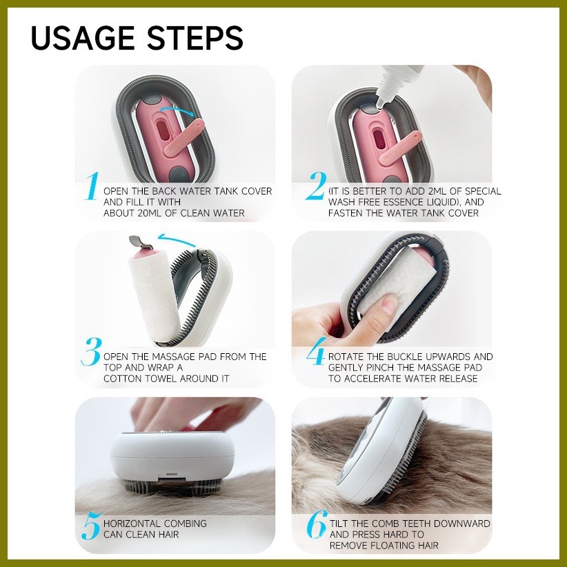├ ๑ ↙ Pet Dog Comb Cat Grooming Cleaning Comb Hair Fur Shedding Tool ...