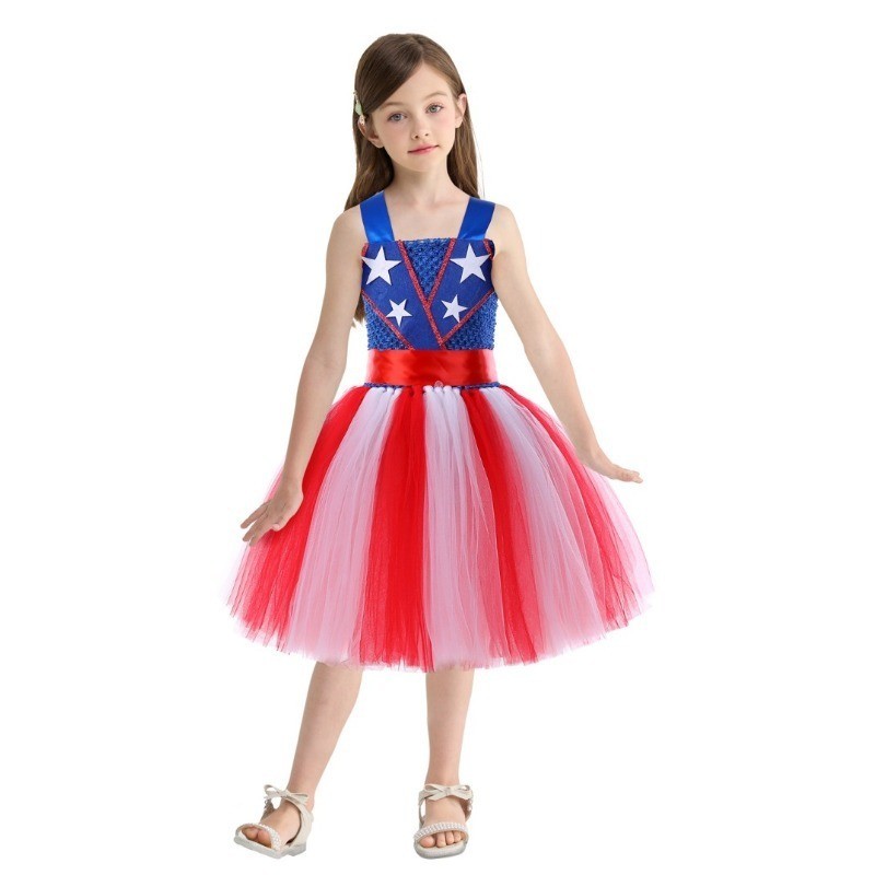 White Red Blue US Independence Day Costumes Girls American Festivals ...