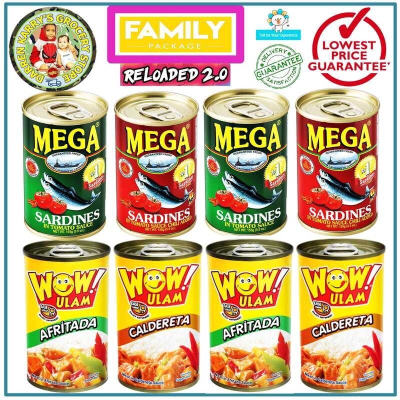 Wow Mega Tandem Total 8 Cans Wow Ulam Caldereta Afritada Mega Sardines In Tomato Sauce Green