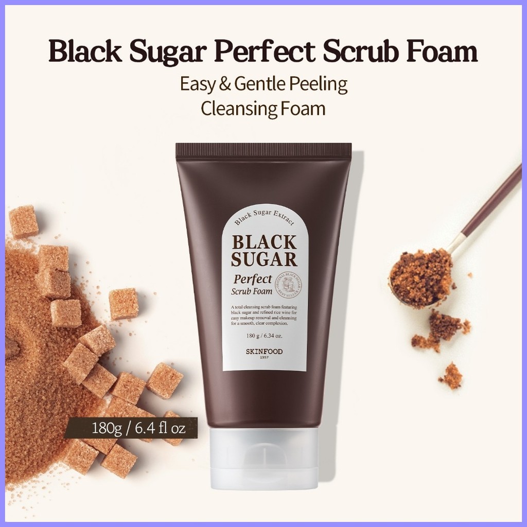 SKINFOOD Official] Black Sugar Perfect Scrub Foam 180ml / Refine Skin ...