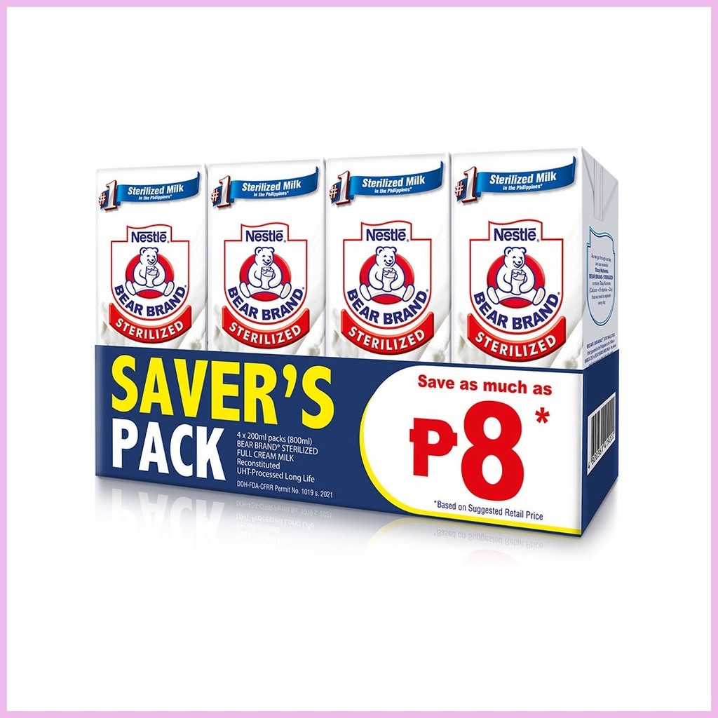 ๑ ☏ Bear Brand Sterilized UHT Milk 200ml - Buy 4, Save 8 | Shopee Philippines