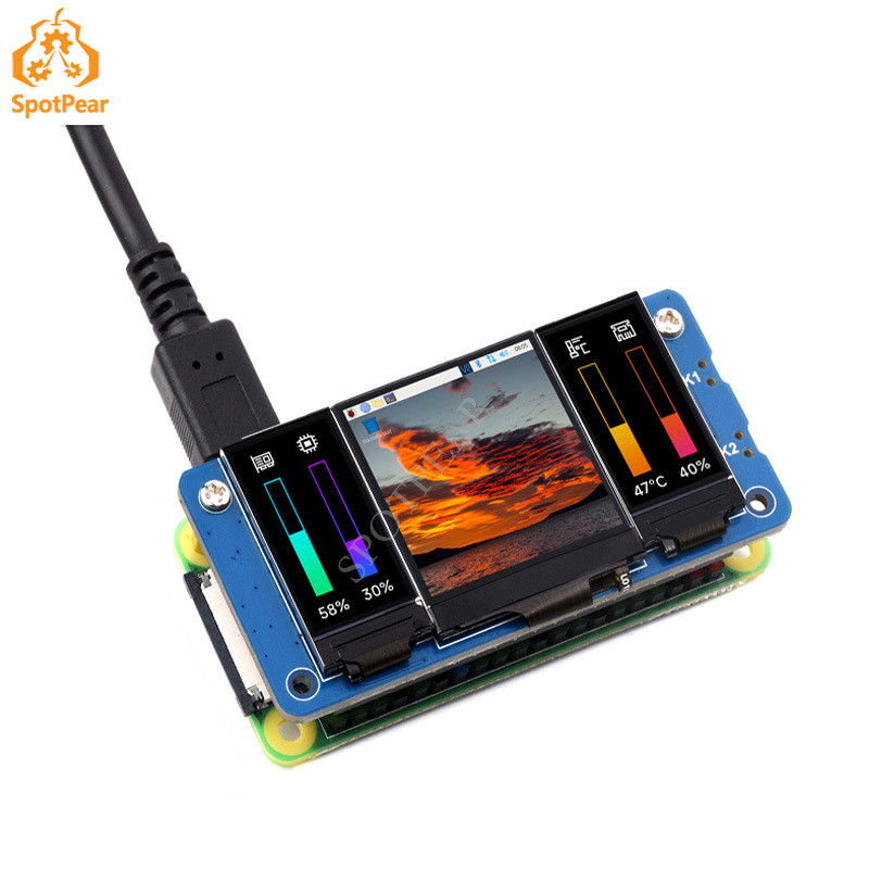Raspberry Pi Triple LCD HAT 1.3inch IPS LCD Main Screen Dual 0.96inch ...