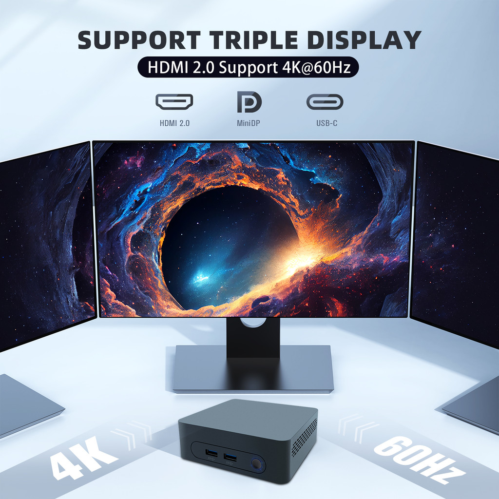 12th Gen Mini PC Intel N100 N150 16GB 512GB SSD Windows 11 Pro Dual LAN ...